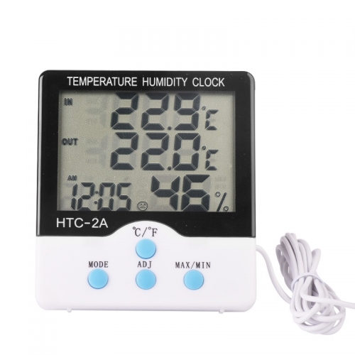HTC-2A Electronic Digital Room In and Out Temperature Humidity Meter Thermometer Hygrometer ...